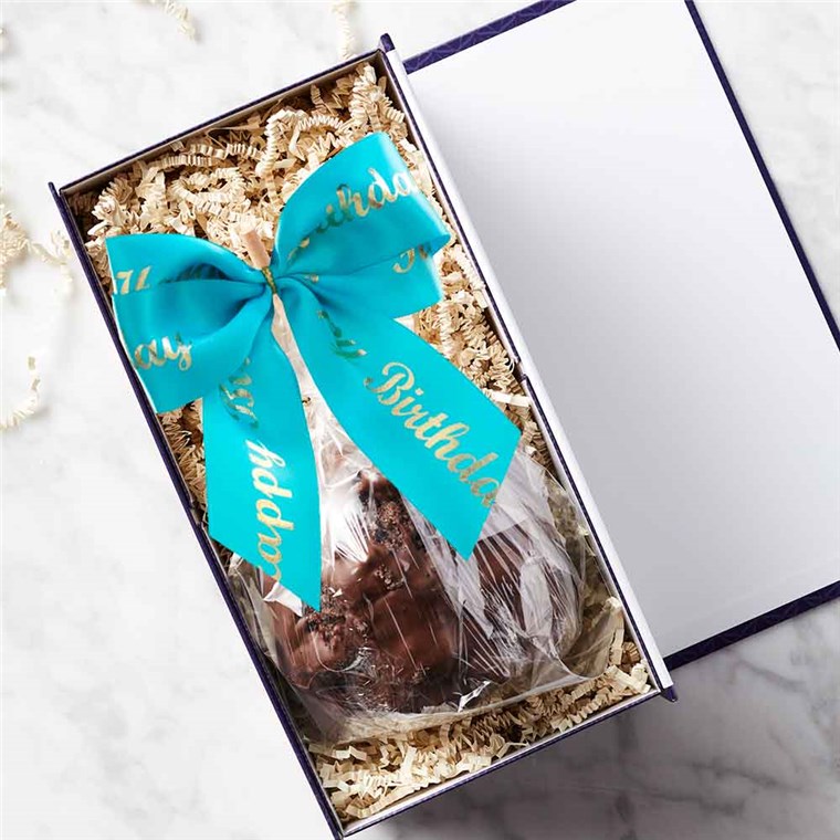 Cookies & Cream Happy Birthday Ribbon Jumbo Caramel Apple | Mrs Prindables