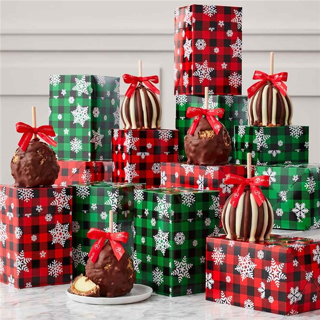 Plaid Snowflakes Caramel Apple Gift Set of 12 | Mrs Prindables